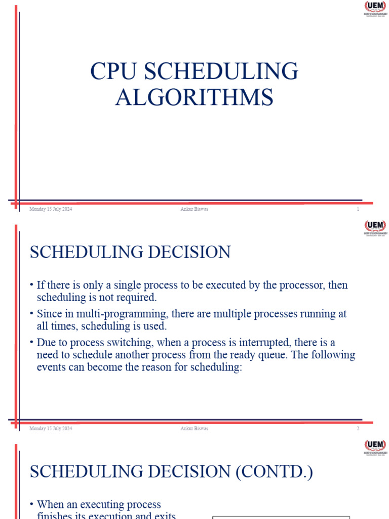 Scheduling Algorithms | PDF | Scheduling (Computing) | Process (Computing)