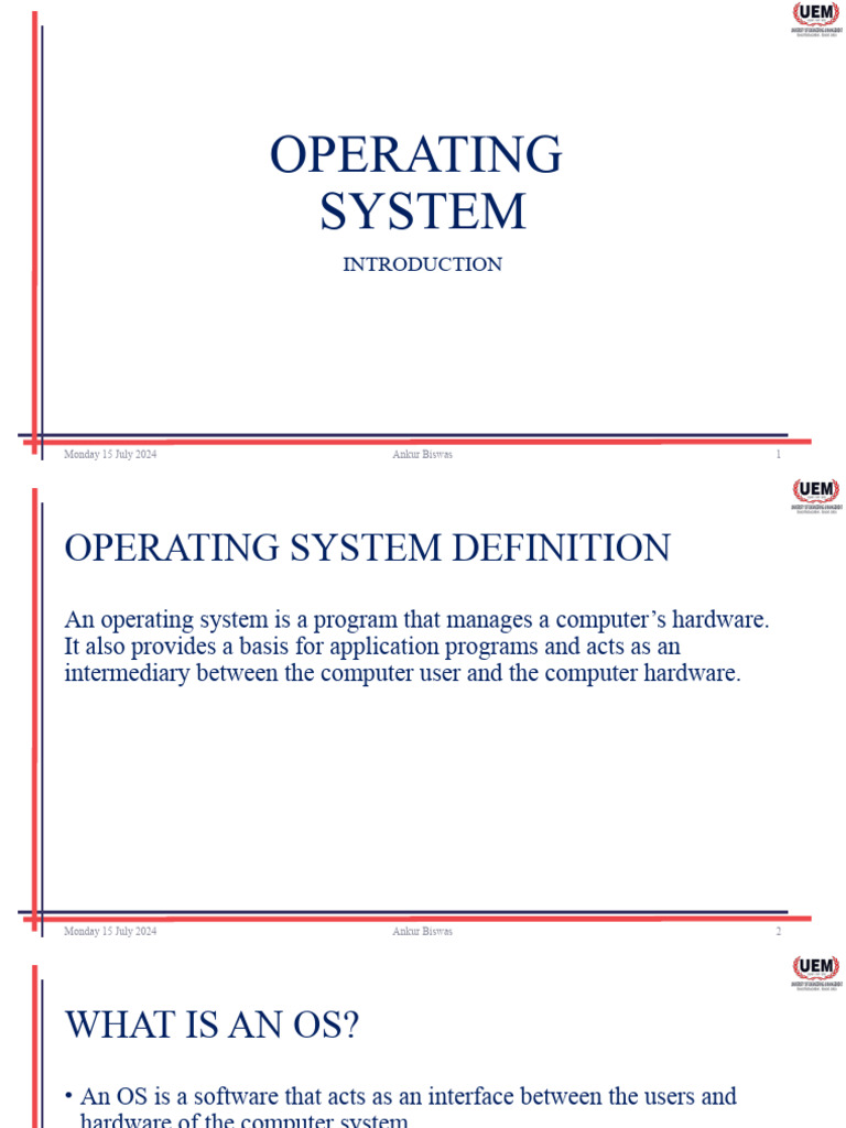 Operating System Basic | PDF | Operating System | Kernel (Operating System)