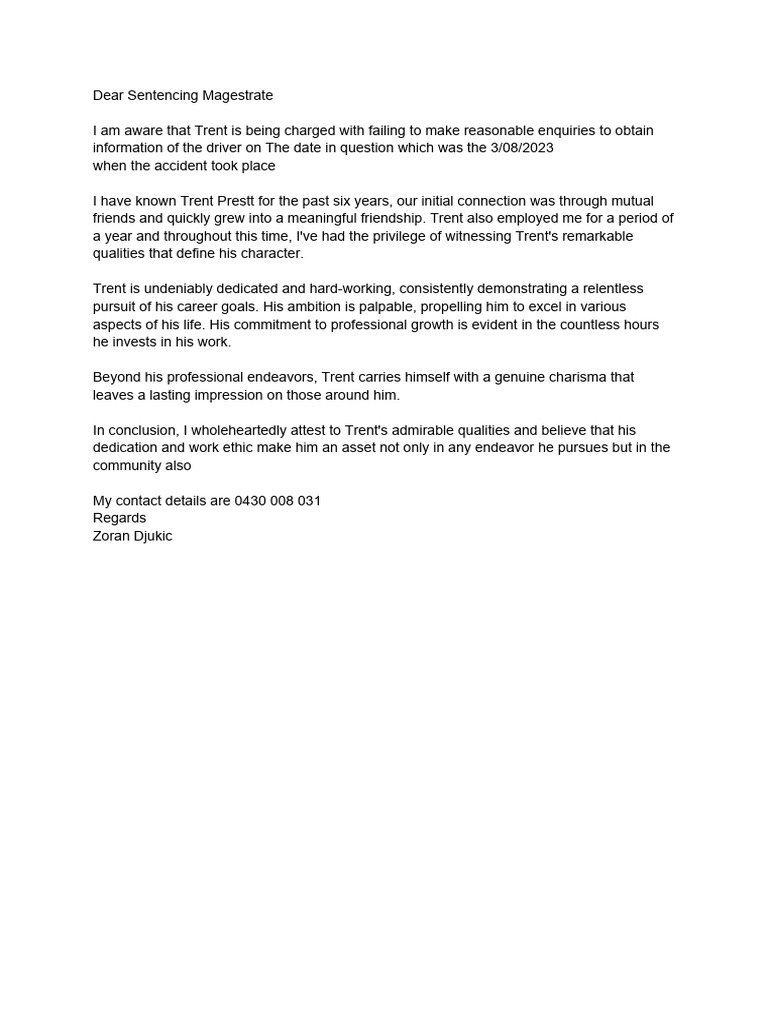 Trents Character Witness | PDF