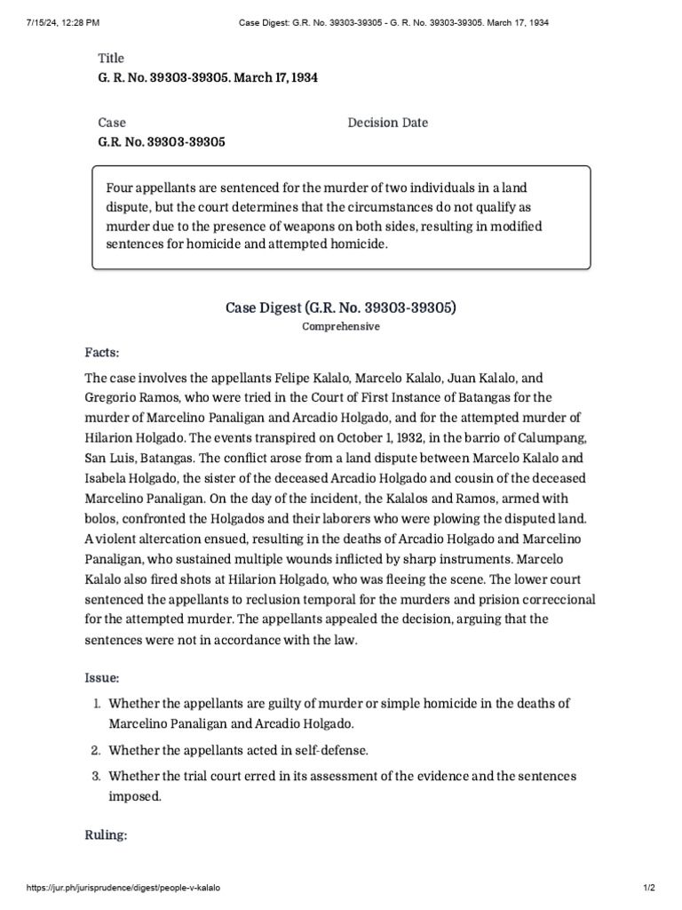 Homicide Ruling in Kalalo Land Dispute Case | PDF | Murder | Appeal