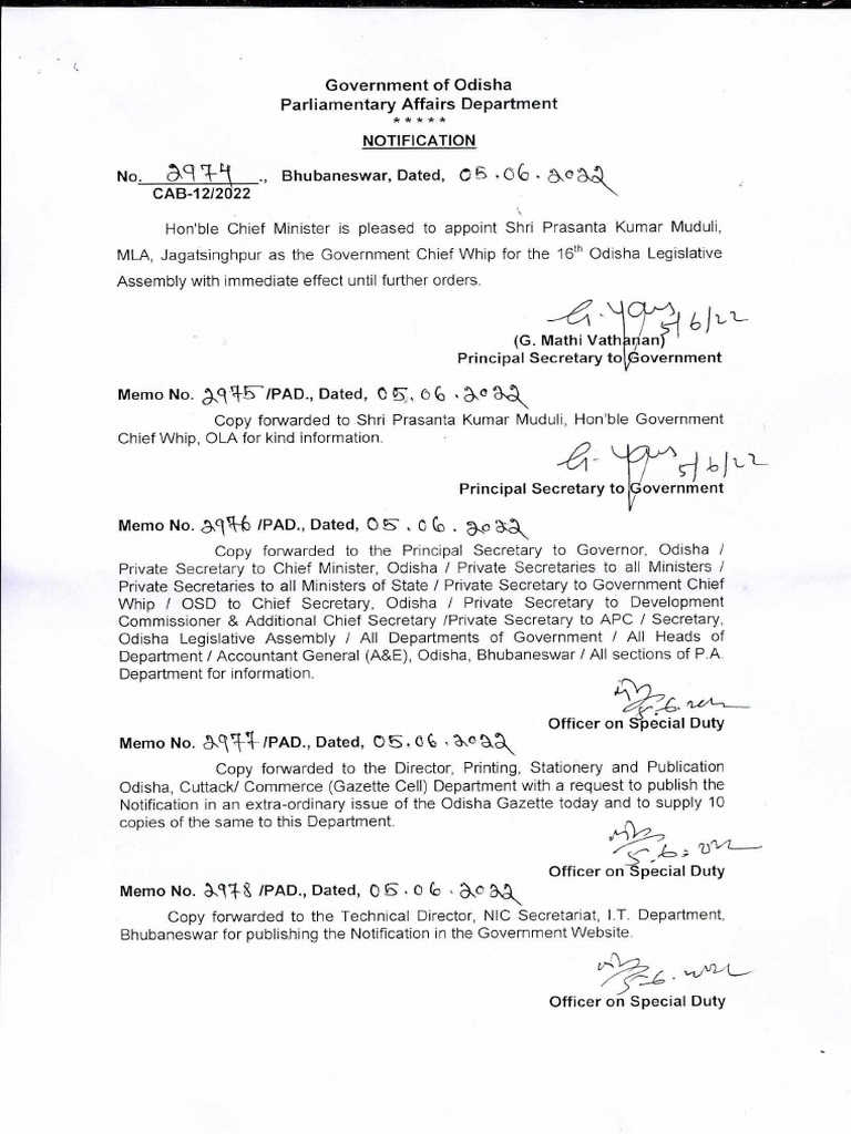 Odisha Appoints New Chief Whip | PDF