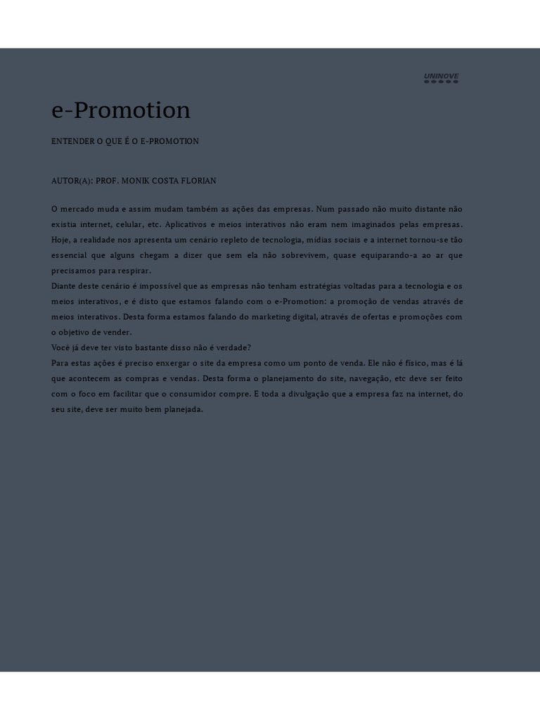 Entendendo o e-Promotion | PDF | Internet | Facebook
