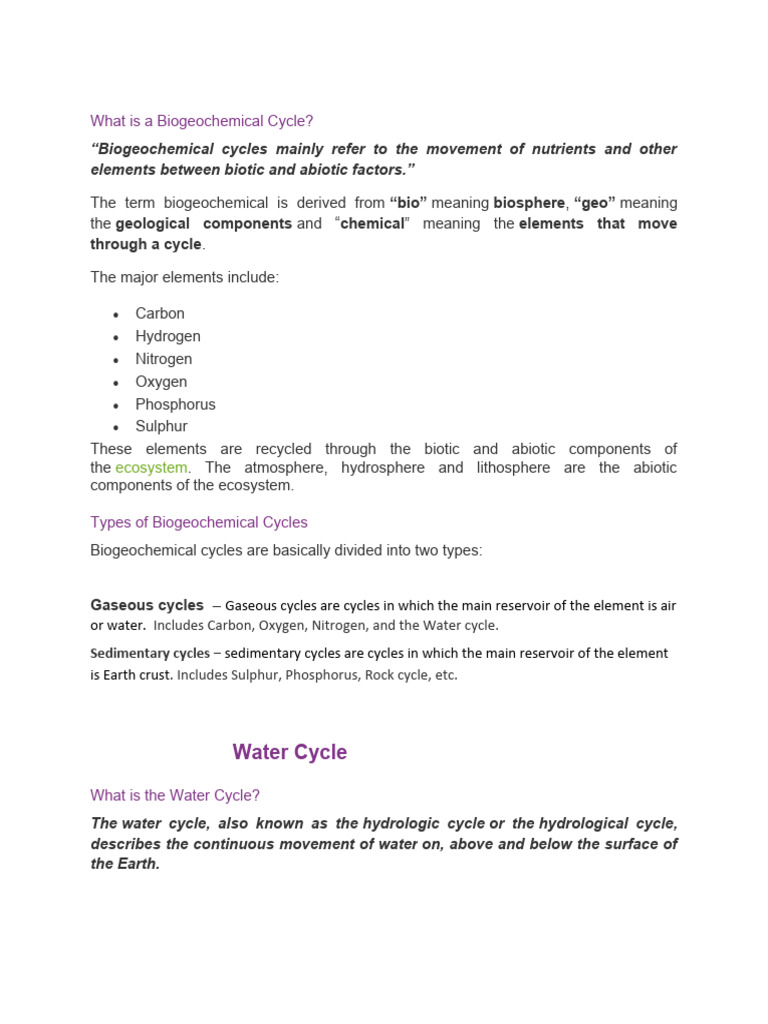 Biogeochemical Cycle, Water, N | PDF | Water Cycle | Water