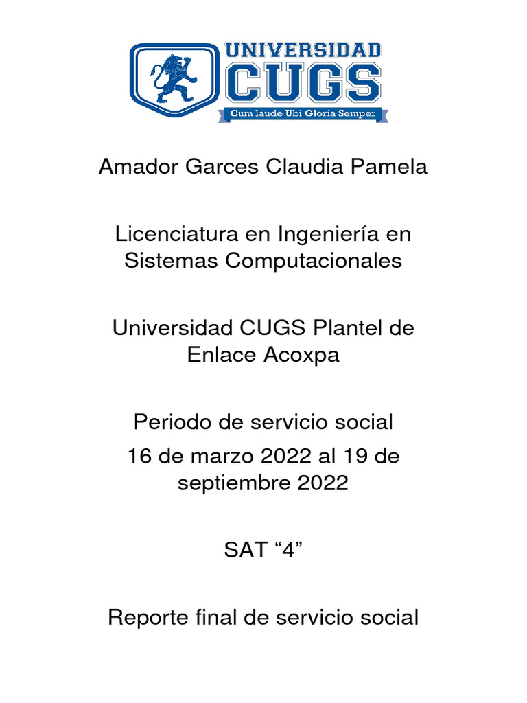 Reporte Final de Servicio Social | PDF Reporte Final de Servicio Social | PDF