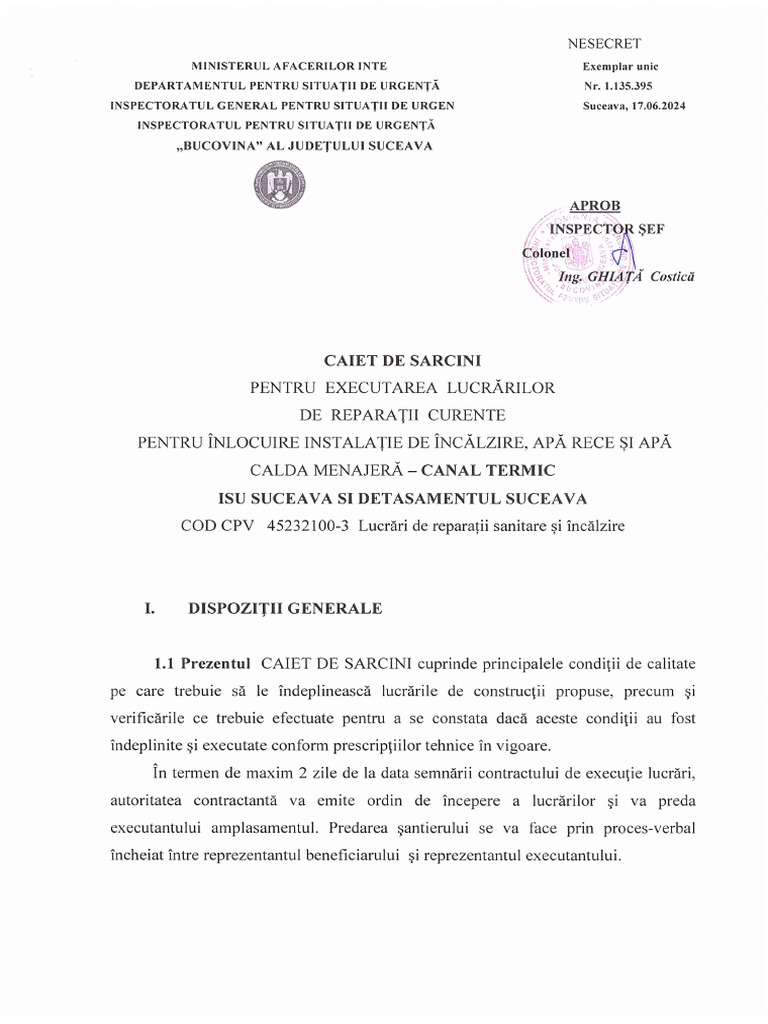 Caiet de Sarcini Si Deviz Estimativ | PDF