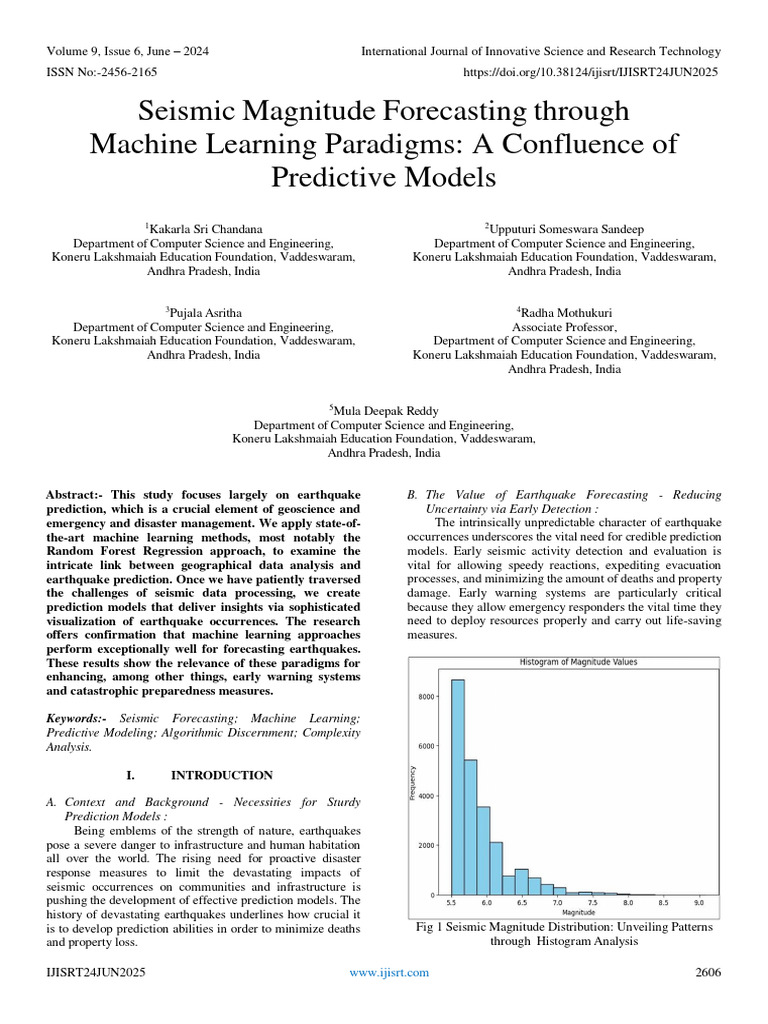 Seismic Magnitude Forecasting Through Machine Learning Paradigms: A Confluence of Predictive ...