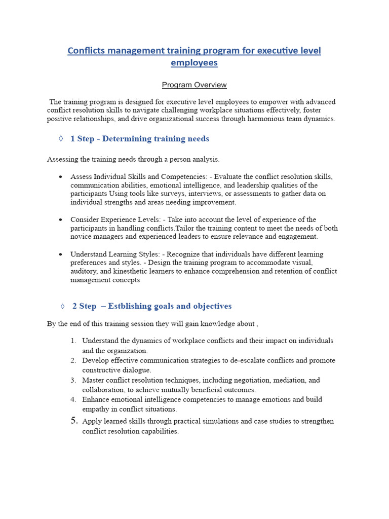 Conflicts Management Training Program | PDF | Conflict Resolution ...