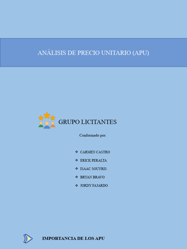 Análisis de Precio Unitario (Apu) | PDF | Presupuesto | Economias