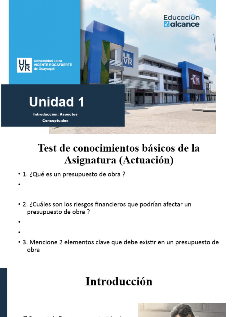 Unidad 1 Semana 1 Presu. Obras | Descargar gratis PDF | Presupuesto ...