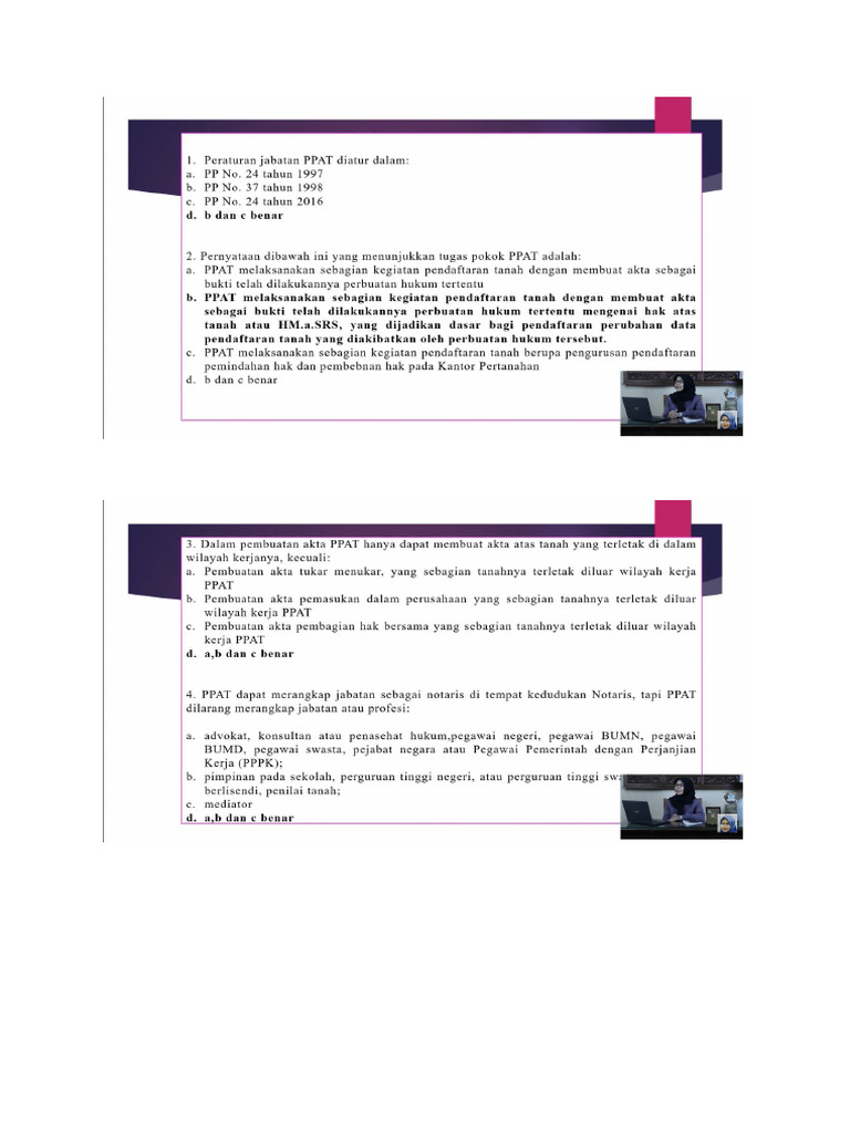 Latihan Soal Ujian Ppat - Peraturan Jabatan Ppat | PDF