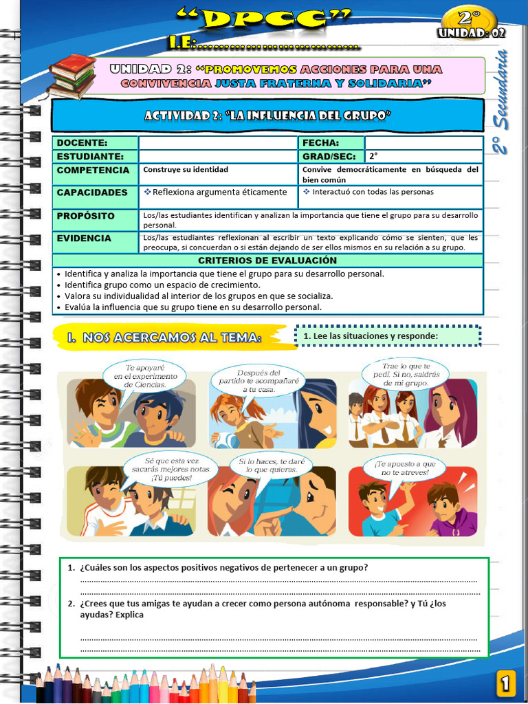 2° DPCC - Actv.02-Unid.2 | PDF | Amistad | Adolescencia