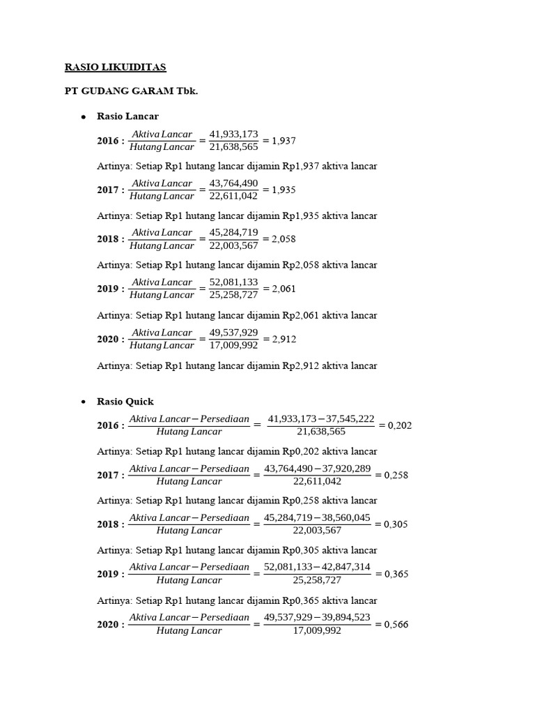Rasio Likuiditas Alk | PDF | Pengelolaan Keuangan & Uang | Hukum