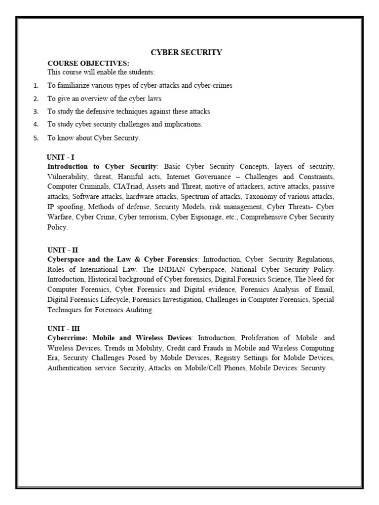 Cyber Security Notes | PDF | Security | Computer Security Cyber Security Notes | PDF | Security | Computer Security