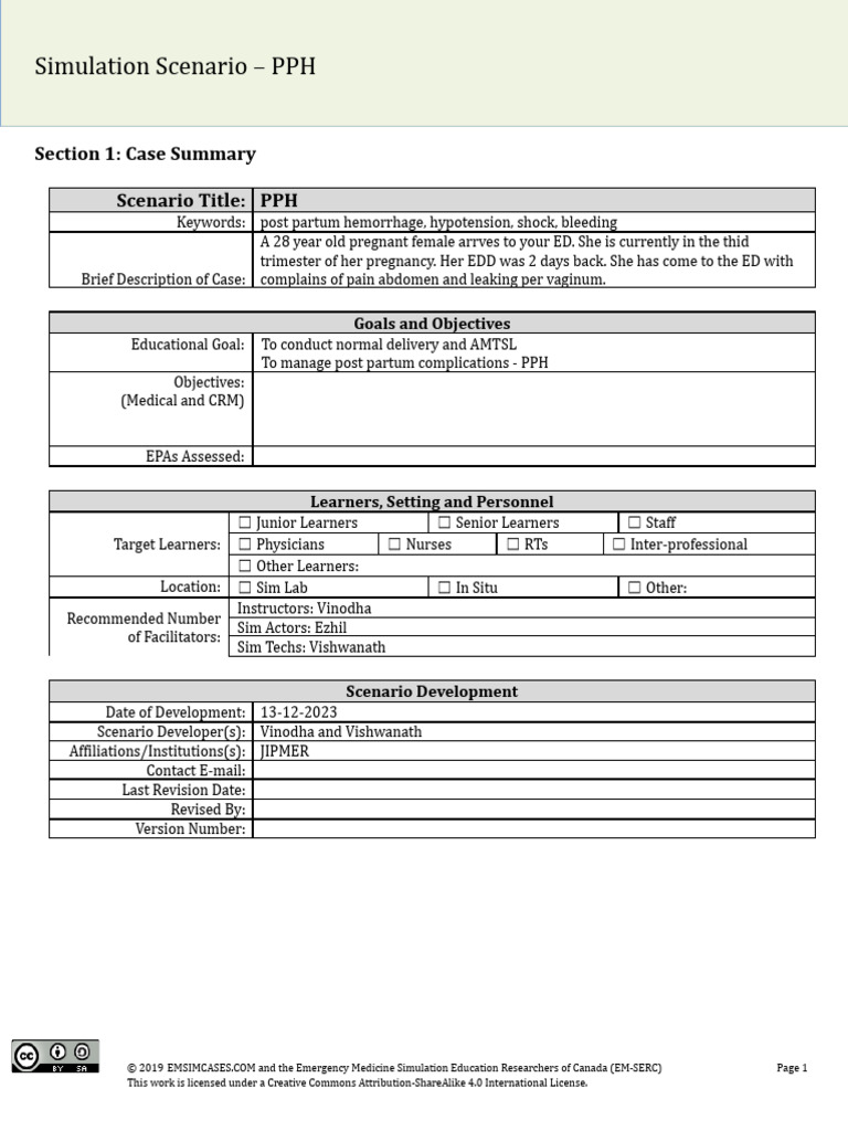 Simulation template | PDF | Childbirth | Pregnancy Simulation template | PDF | Childbirth | Pregnancy