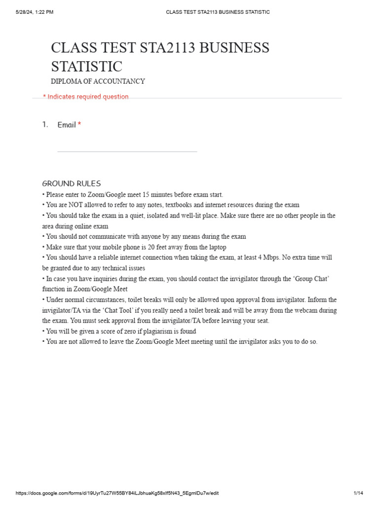 Class Test BUSINESS STATISTIC ANSWER - With Comments | PDF | Mean ...