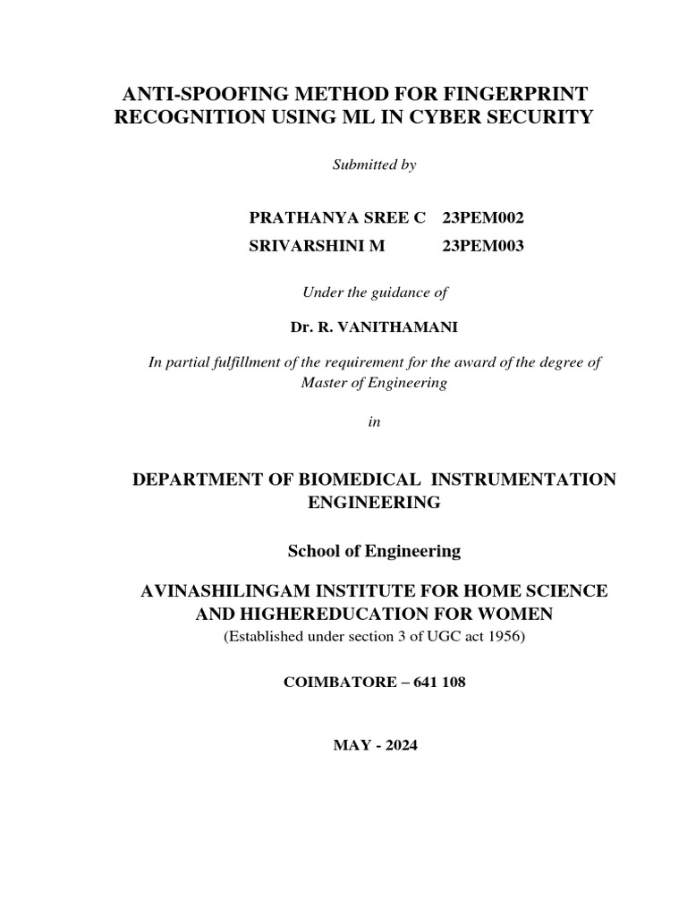 Mini Project Report Download Free Pdf Machine Learning Fingerprint