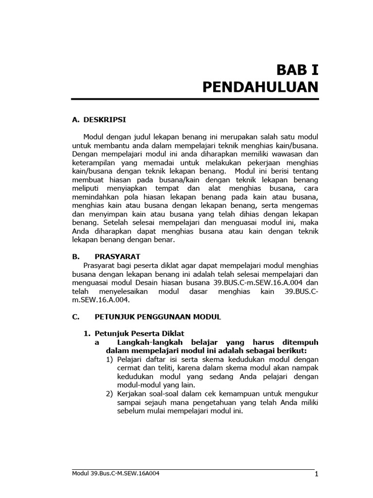 Halaman Isi Modul Lekapan Benang | PDF