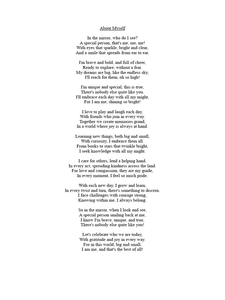 Celebrating My Unique Self | PDF