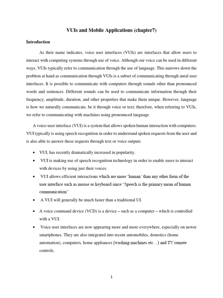 VUIs and Mobile Applications | PDF | Speech Recognition | Speech Synthesis