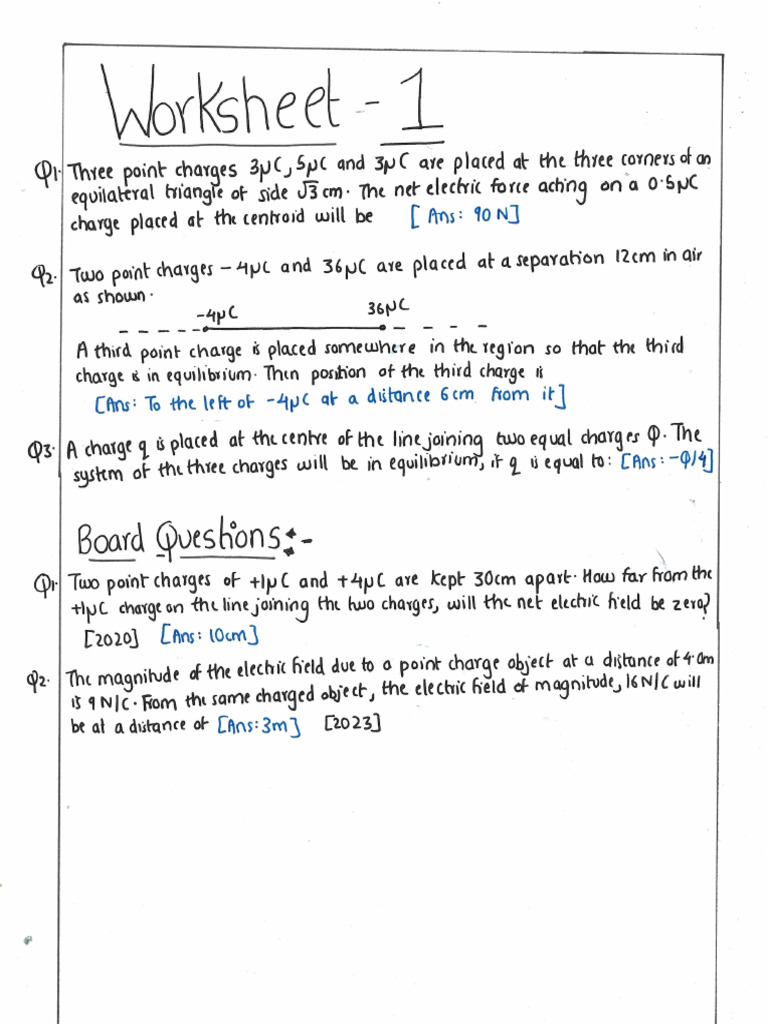 Physics Practice Worksheet 1 | PDF
