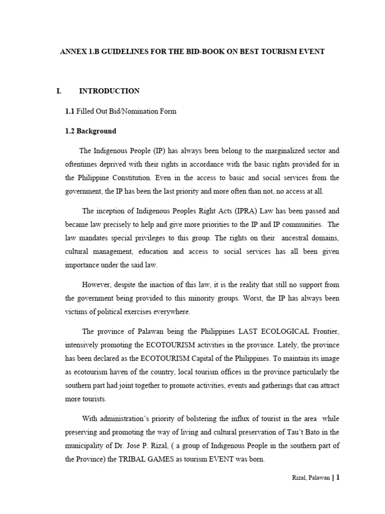 Tourism Entry Form Annex B1 | PDF | Social Science