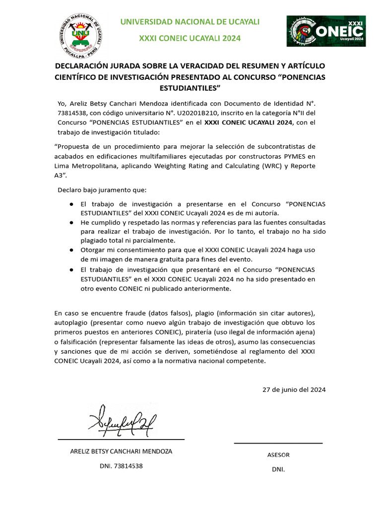 Anexo 6 - Coneic Aremar | PDF