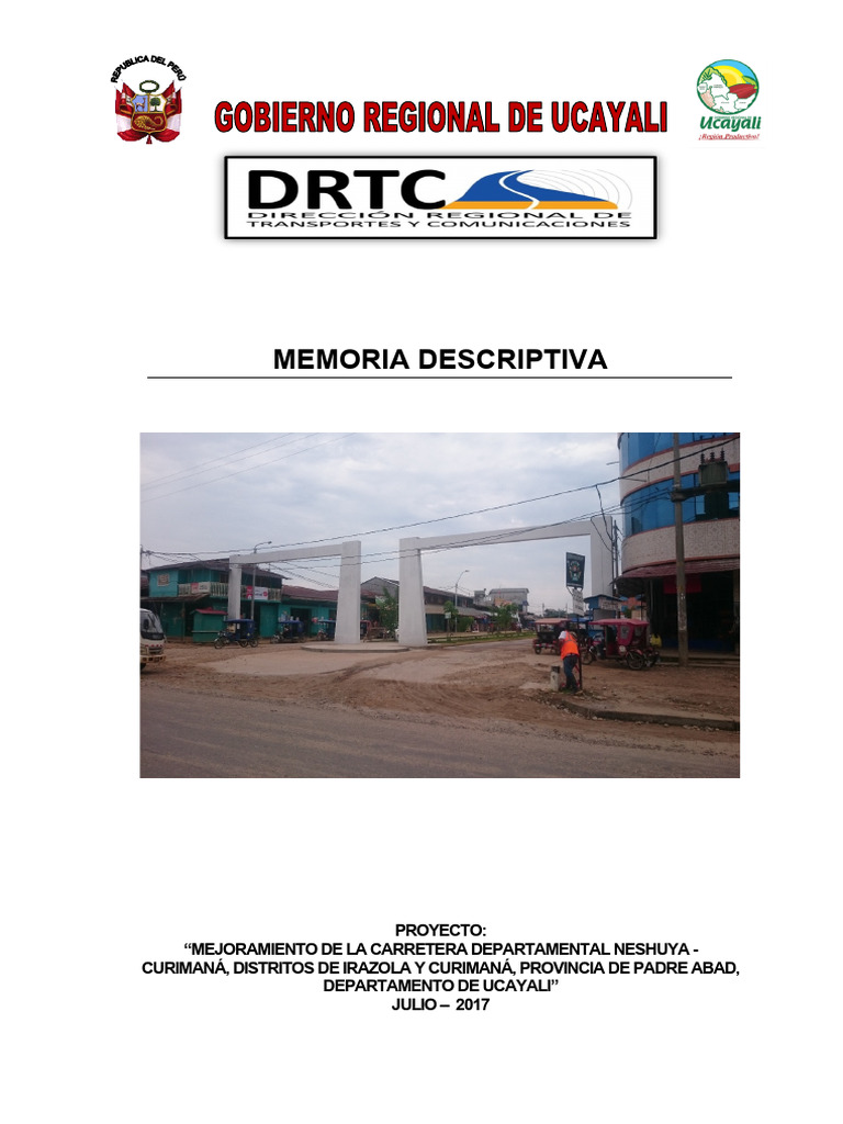 03.01 Memoria Descriptiva - CARRETERA NESHUYA - CURIMANA | PDF | La carretera | Inundar