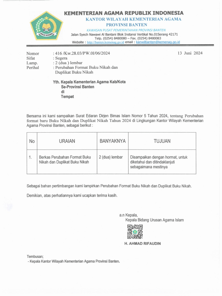 Perubahan Format Buku Nikah Dan Duplikat Buku Nikah | PDF | Kajian ...