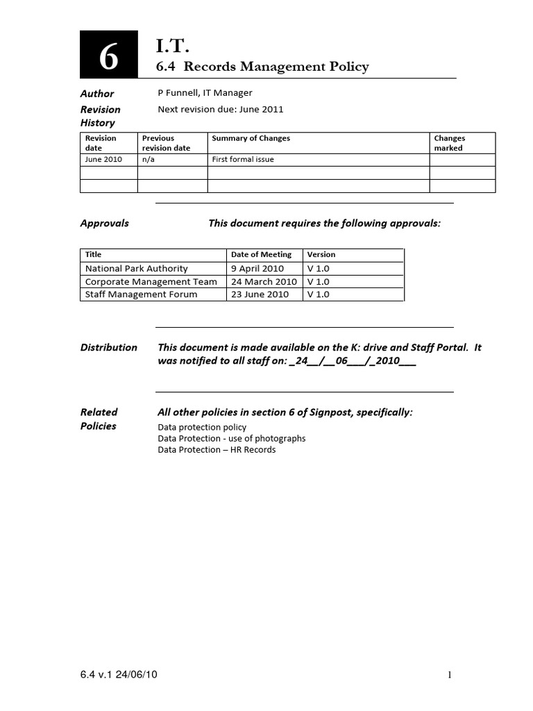 6.4 Records Management Policy (Dinamis Uk) | PDF | Records Management ...
