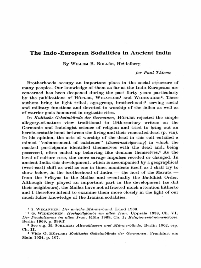 Indo European Sodalities in Ancient India 269732 hr6 | PDF