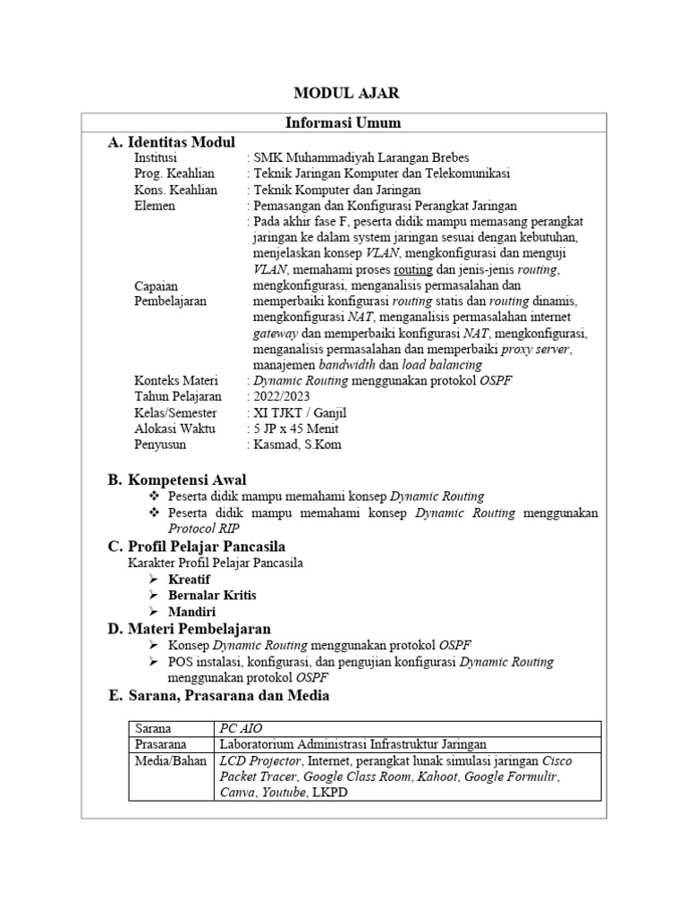 Modul Dynamic Routing OSPF | PDF