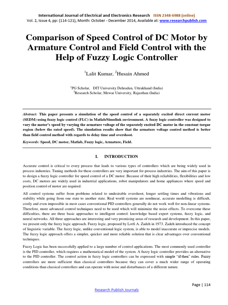 Comparison of Speed Control-789 | Download Free PDF | Fuzzy Logic ...