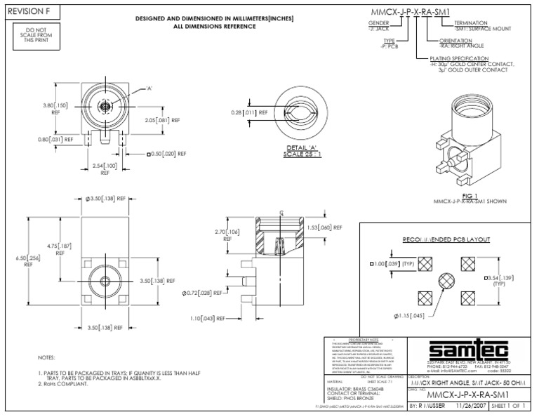 MMCX J P X Ra sm1 MKT | PDF | Electronics | Electrical Engineering