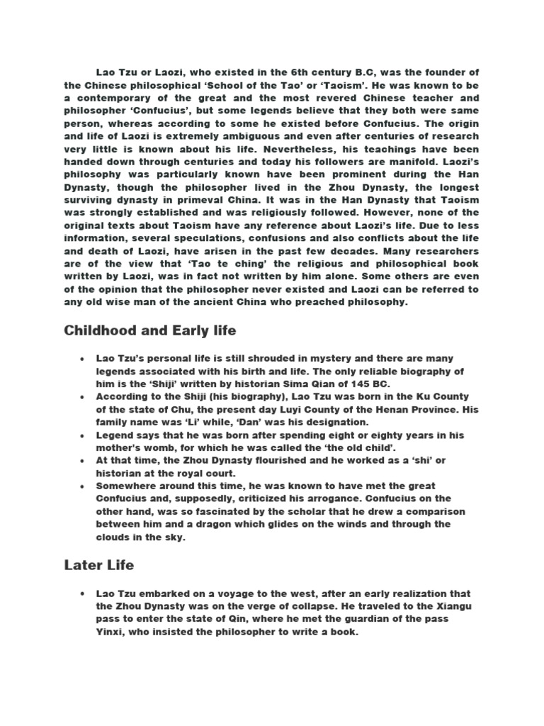 Lao Tzu or Laozi | PDF | Laozi | Tao