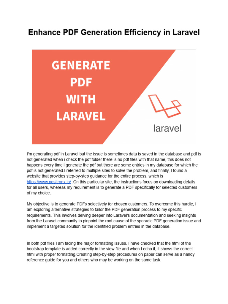 Enhance PDF Generation Efficiency in Laravel Blog-2024 | PDF | Databases | Computer File