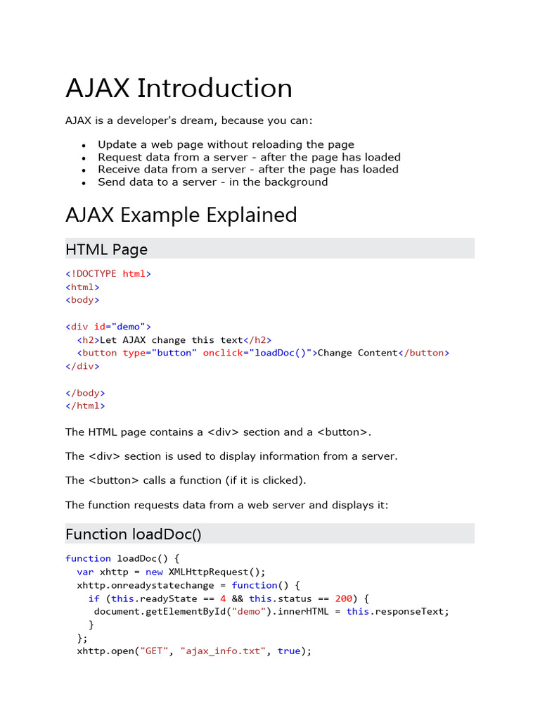 Ajax | PDF | Ajax (Programming) | World Wide Web Ajax | PDF | Ajax (Programming) | World Wide Web