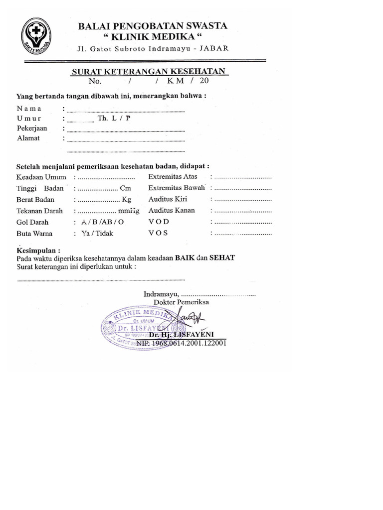 Surat Keterangan Dokter | PDF
