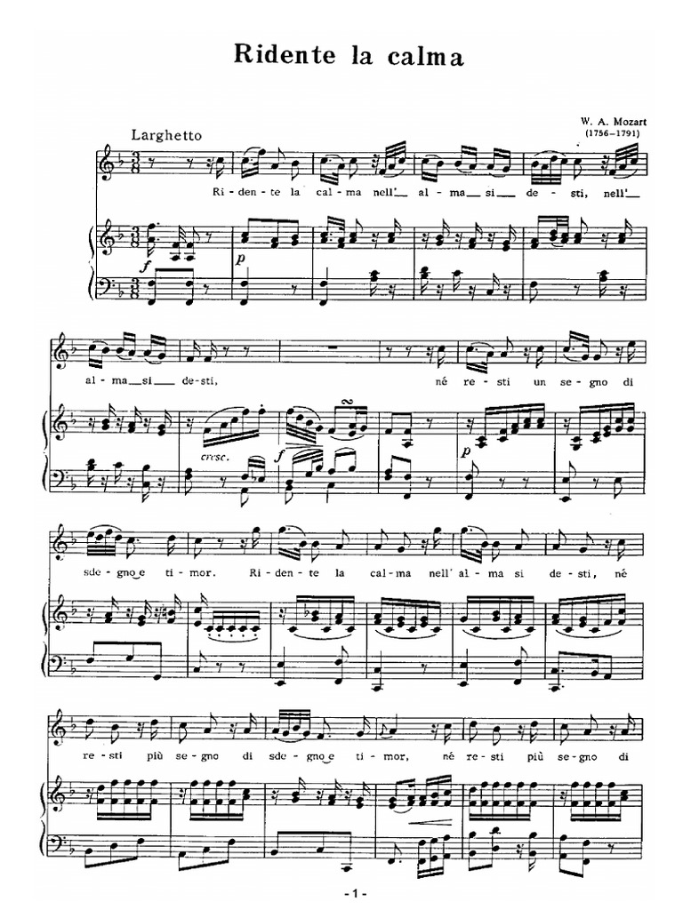 Ridente la calma - Mozart | PDF