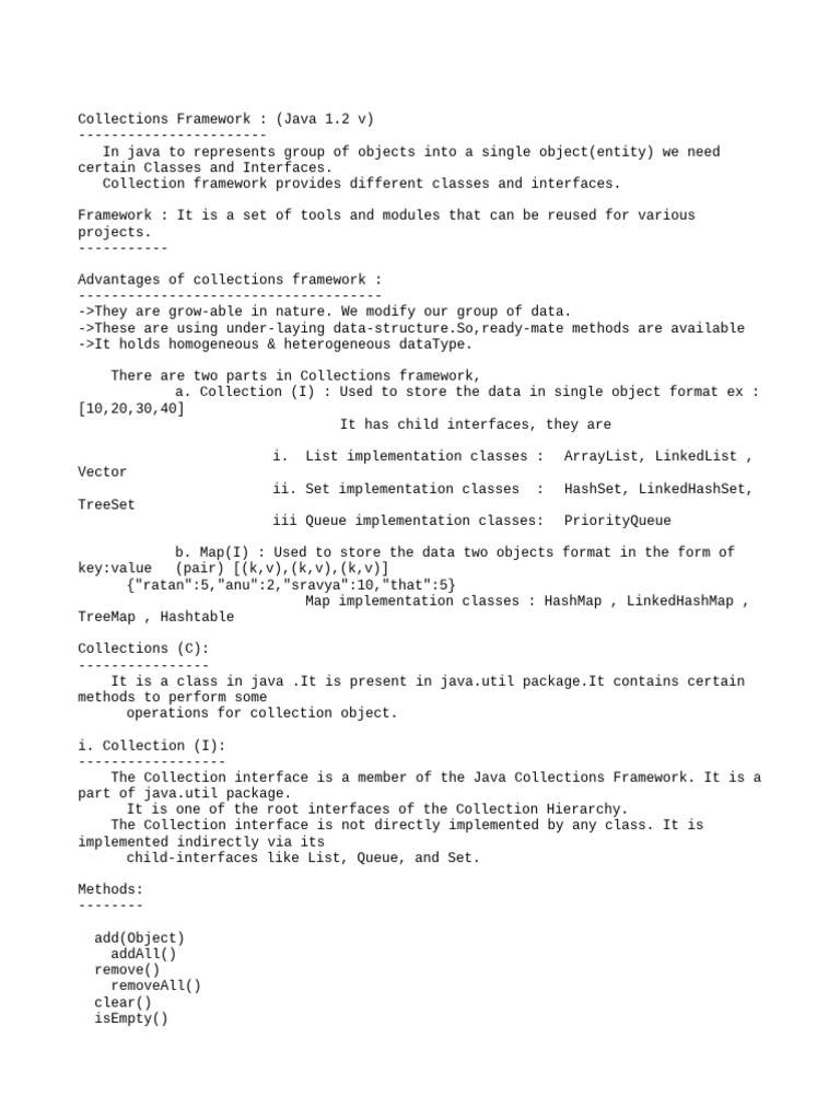 Collection Framework | PDF | Class (Computer Programming) | Software ... Collection Framework | PDF | Class (Computer Programming) | Software ...