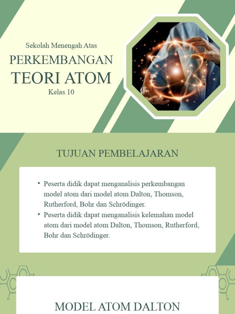 Presentasi Perkembangan Teori Atom Kimia Hijau Sederhana | PDF