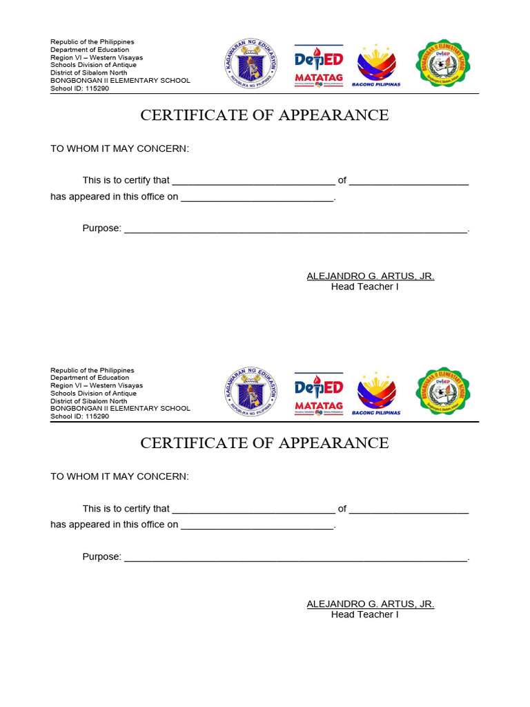Certificate of Appearance | PDF