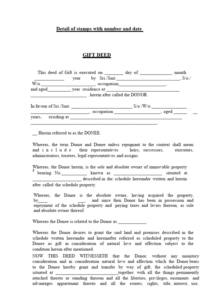 Gift deed | PDF | Property | Deed