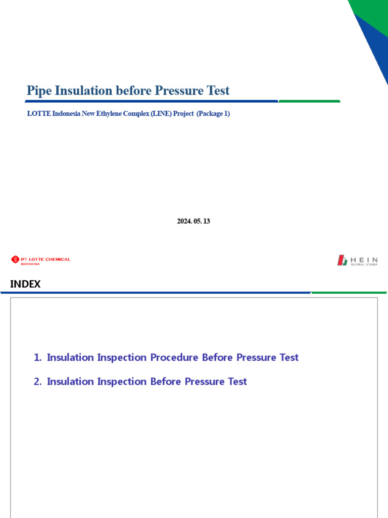 Insulation Inspection Before Pressure Test - 240513 | PDF ...