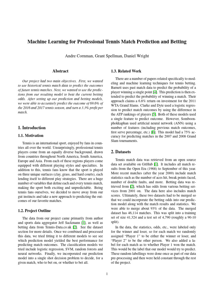 Tennis | PDF | Support Vector Machine | Logistic Regression