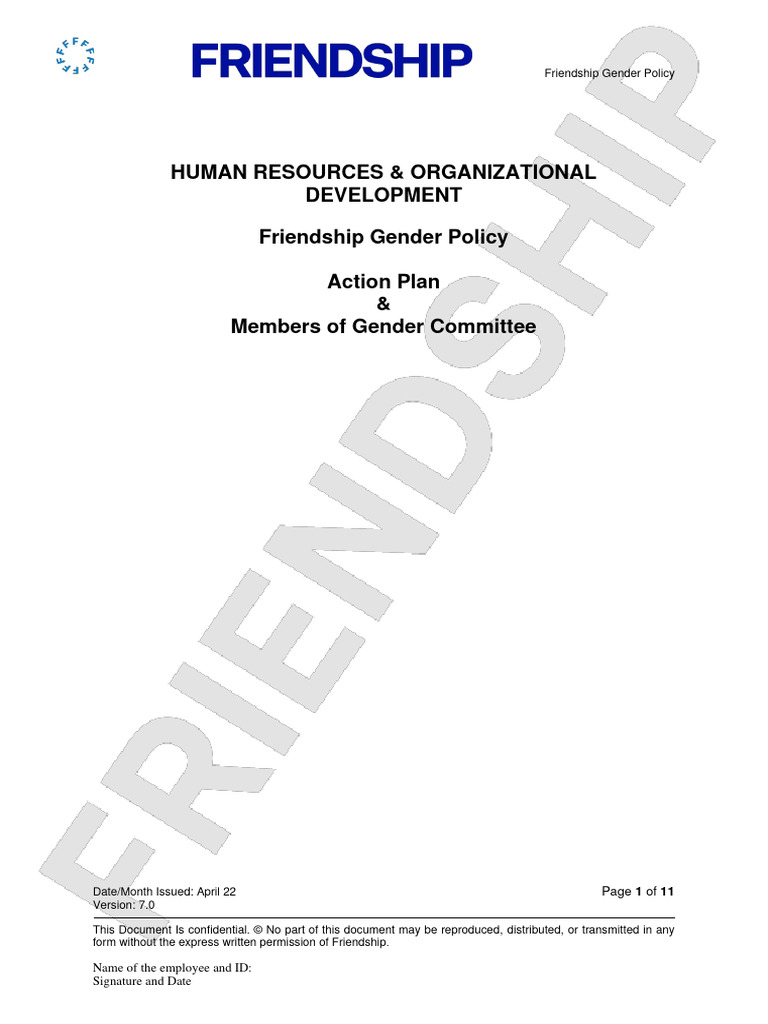 Gender Policy With Action Plan v.7 | PDF | Empowerment | Gender Equality