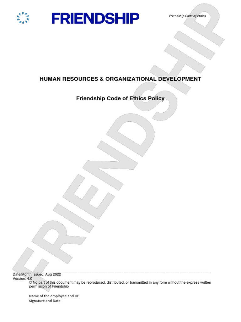 Friendship Code of Ethics v.4 | PDF | Empowerment | Social Psychology