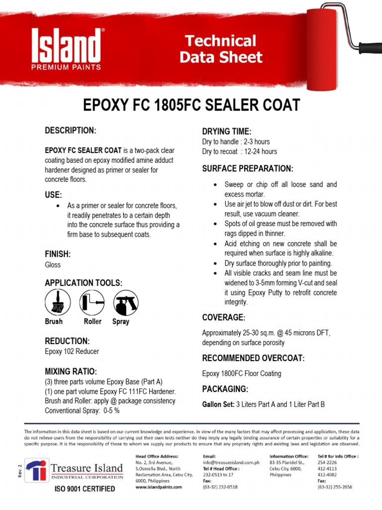 EPOXY FC 1805FC SEALER COAT - TDS - Rev2 | PDF | Epoxy | Concrete