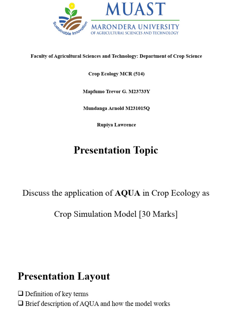 AQUA Crop Simulation Model Overview | PDF | Simulation | Evapotranspiration