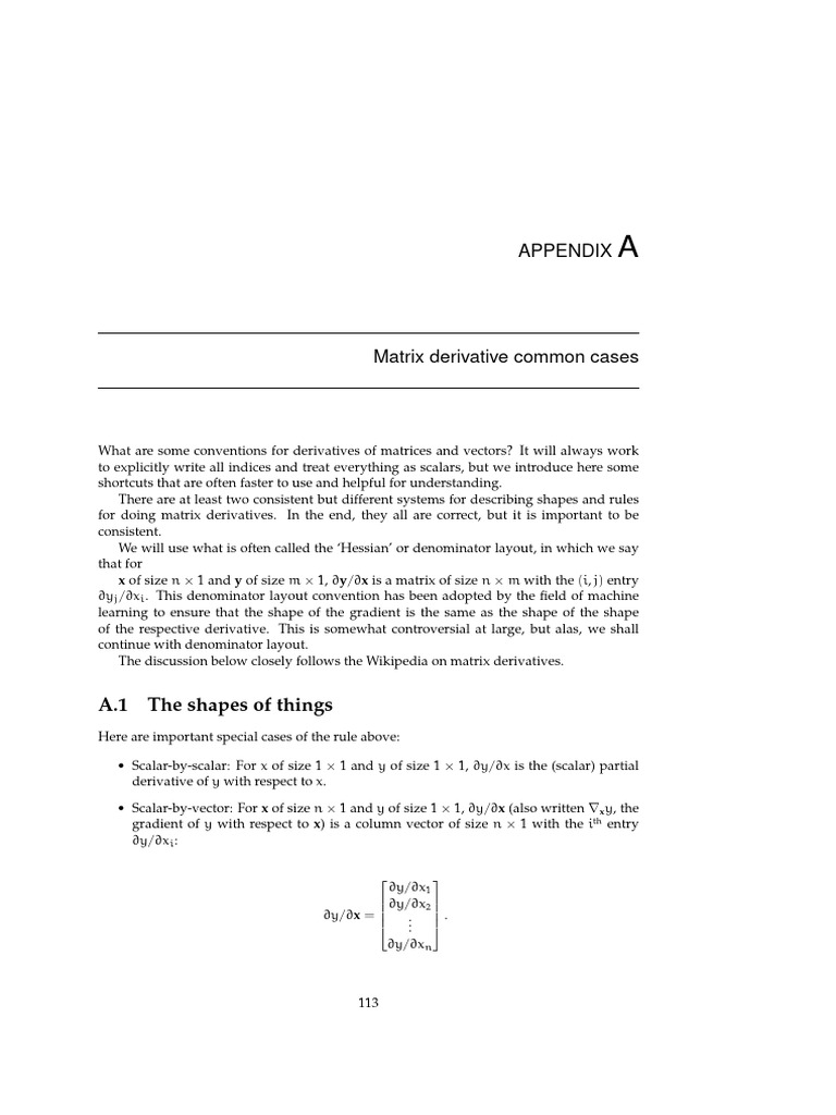 Chapter Matrix Derivative Common Cases | PDF | Matrix (Mathematics) | Derivative