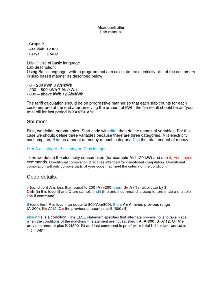 Electricity Bill Calculation in Basic | PDF | Technology & Engineering